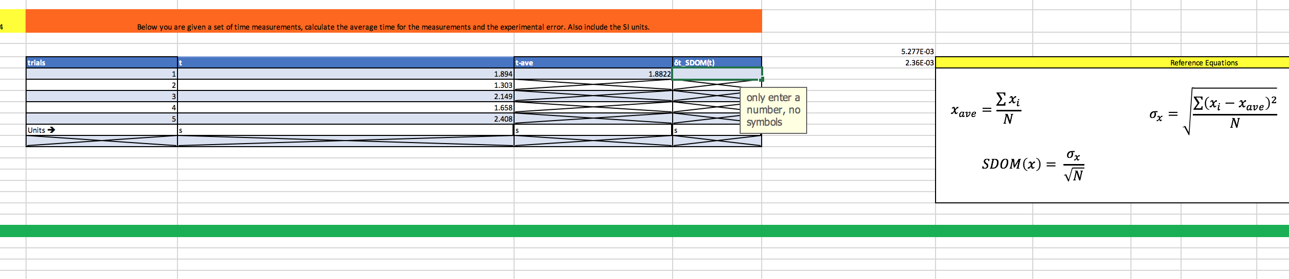 Solved How do you calculate the SDOM(t) in the equation | Chegg.com