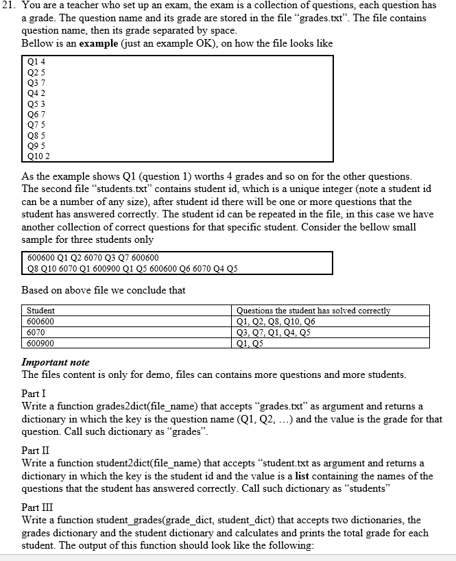 Solved 21. You are a teacher who set up an exam, the exam is | Chegg.com