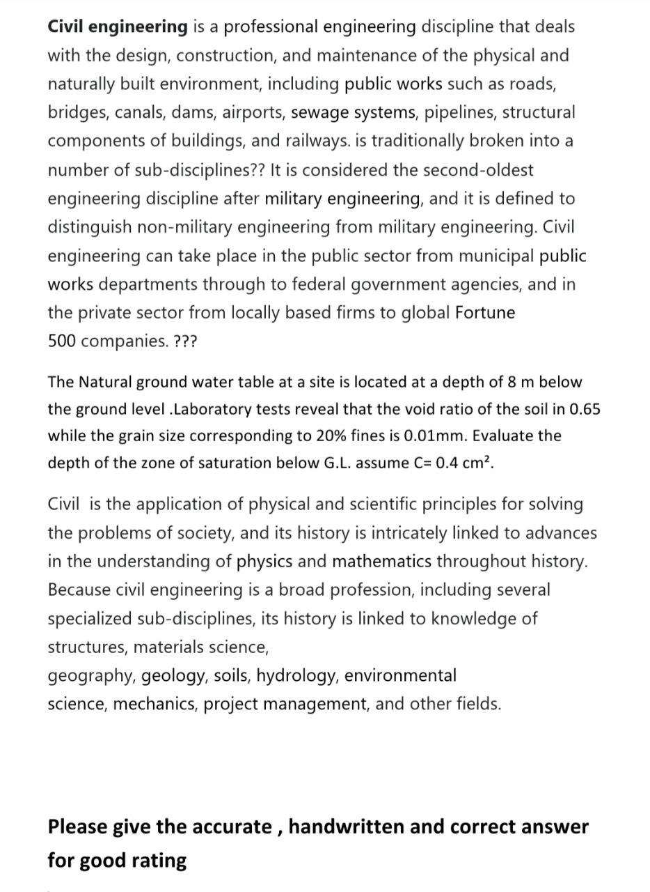 Solved Civil engineering is a professional engineering | Chegg.com