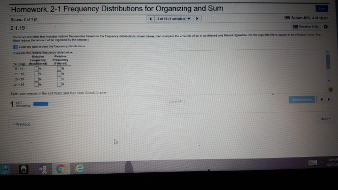 Solved Homework: 2-1 Frequency Distributions for Organizing | Chegg.com