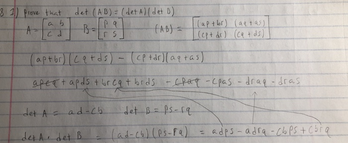 Solved Prove that determinant (AB) = determinant A * | Chegg.com