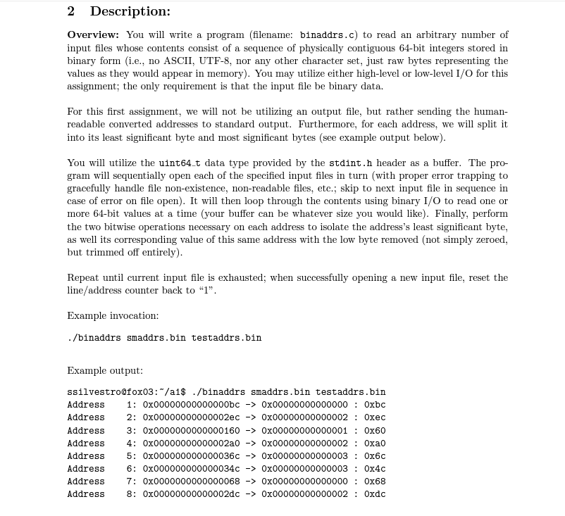 2 Description: Overview: You will write a program | Chegg.com