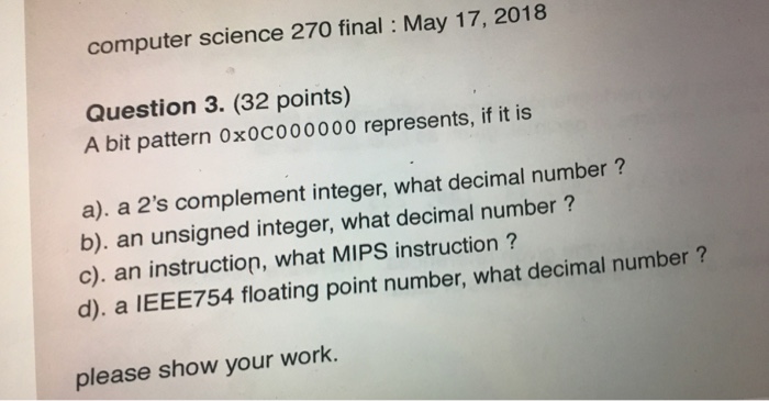 Solved computer science 270 final : May 17, 2018 Question 3. | Chegg.com