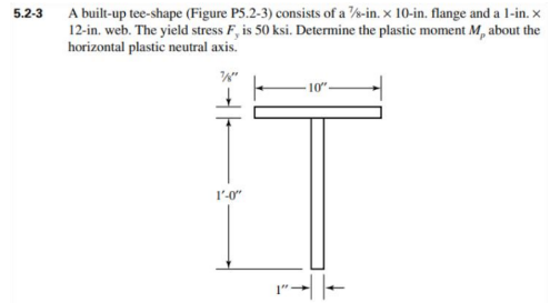 Solved 5.2-3 ﻿A built-up ﻿tee-shape (Figure P5.2-3) | Chegg.com