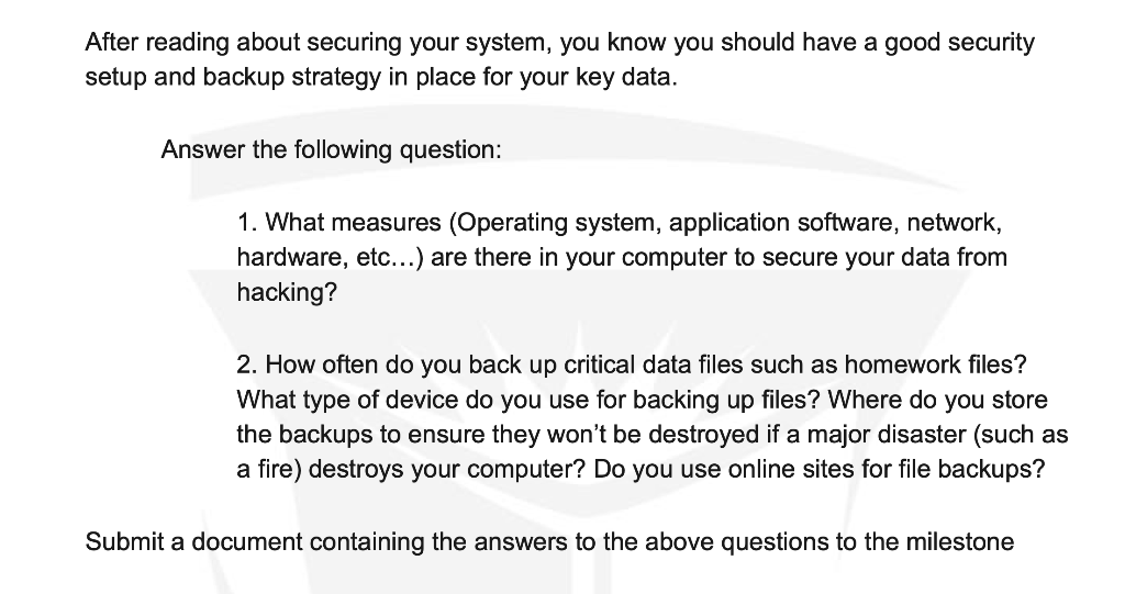Solved After reading about securing your system, you know | Chegg.com