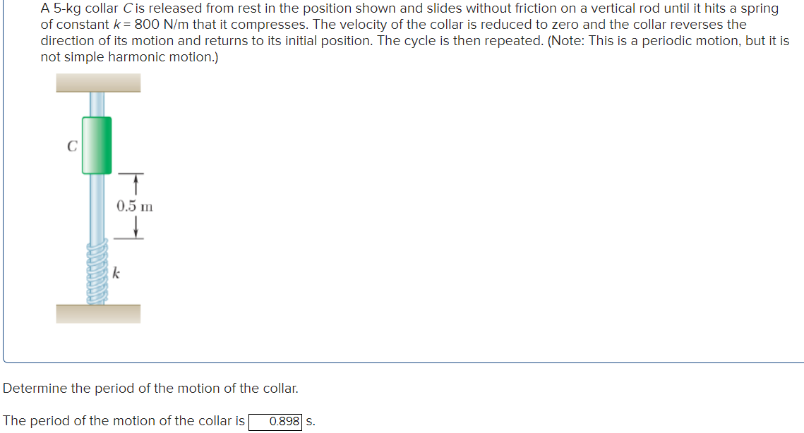 Solved A 5-kg collar C is released from rest in the position | Chegg.com