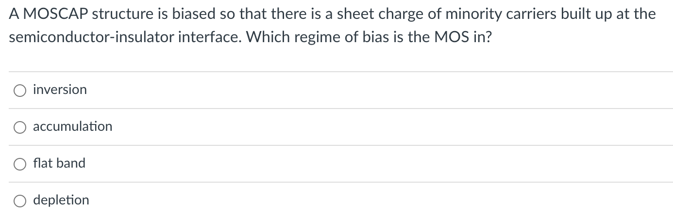 Solved A MOSCAP structure is biased so that there is a sheet | Chegg.com