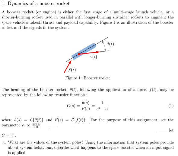 Solved 1. Dynamics of a booster rocket A booster rocket (or | Chegg.com