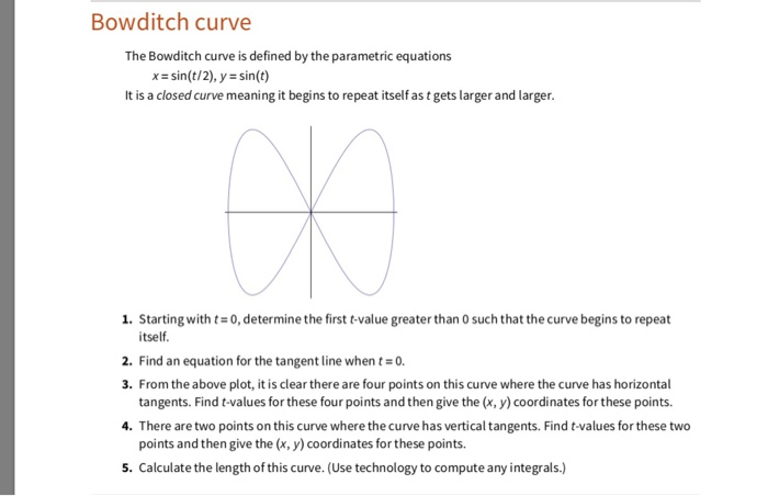 Solved Bowditch curve The Bowditch curve is defined by the | Chegg.com