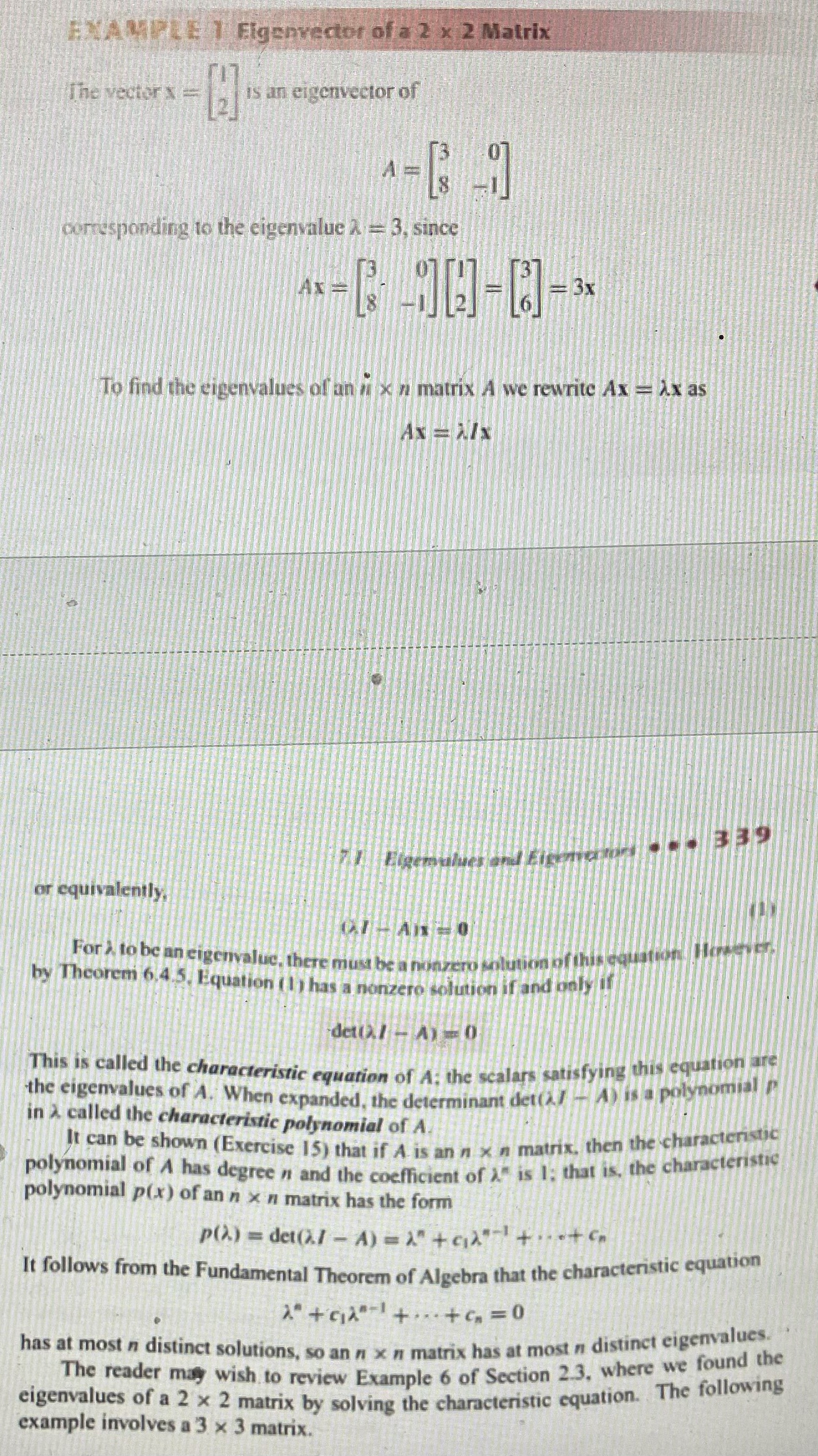 or equivalently,For λ ﻿to be an eigenvalue, there | Chegg.com