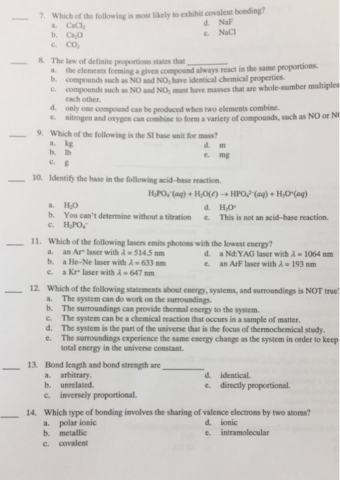 Solved Which of the following is most likely to exhibit | Chegg.com