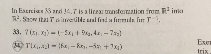 Solved In Exercises 33 and 34, T is a linear transformation | Chegg.com