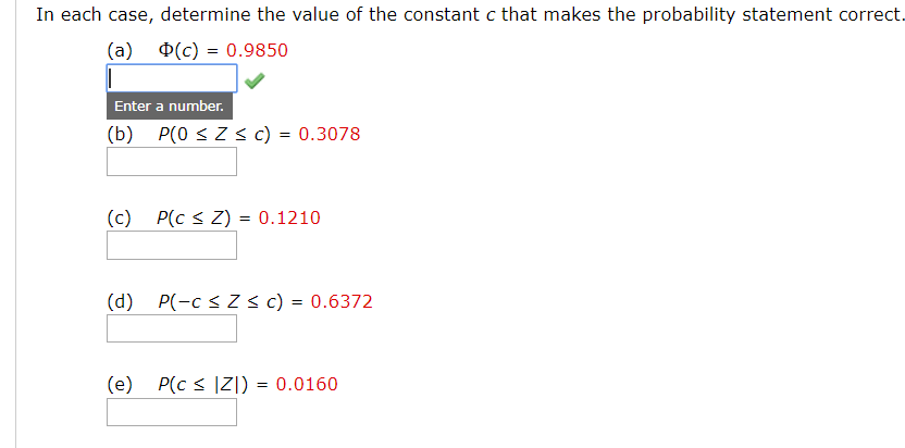 Solved In each case, determine the value of the constant c | Chegg.com