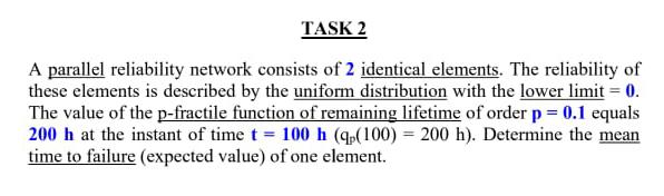 Solved A parallel reliability network consists of 2 | Chegg.com