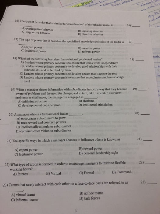 Solved 16) The type of behavior that is similar to | Chegg.com