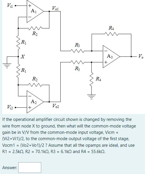 Solved If the operational amplifier circuit shown is changed | Chegg.com
