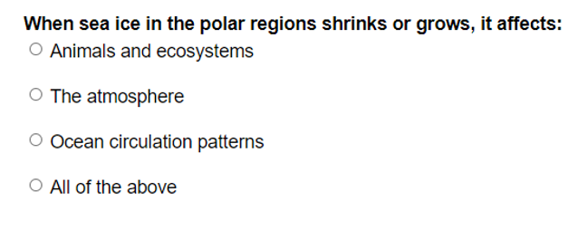 Solved When sea ice in the polar regions shrinks or grows, | Chegg.com