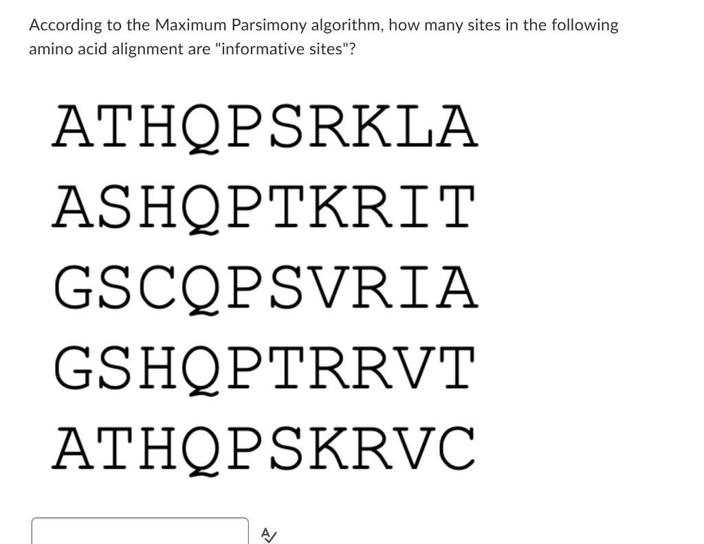 Solved According to the Maximum Parsimony algorithm, how | Chegg.com