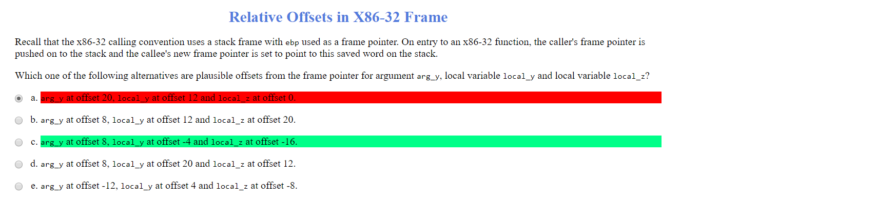 Solved Relative Offsets in X86-32 Frame Recall that the | Chegg.com