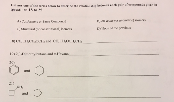 Solved Use any one of the terms below to describe the | Chegg.com