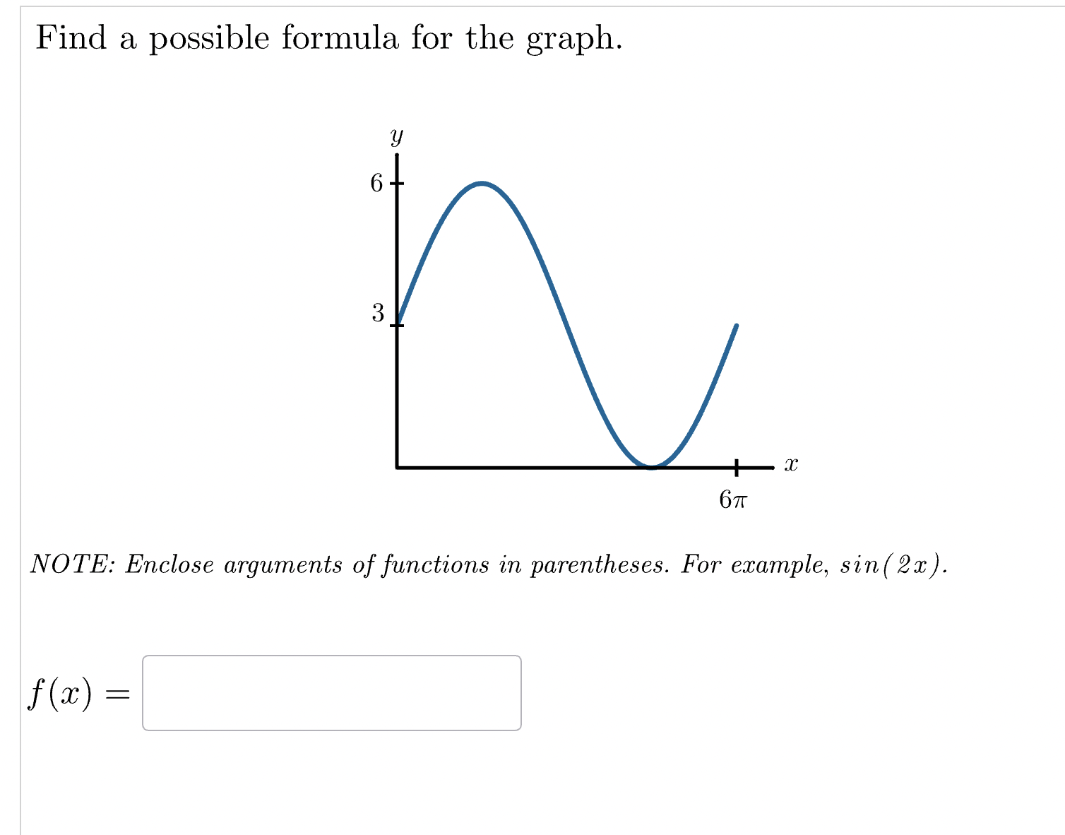 Solved Find a possible formula for the graph.NOTE: Enclose | Chegg.com
