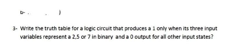 Solved 3- Write the truth table for a logic circuit that | Chegg.com