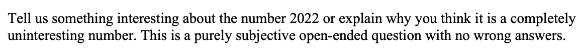 Solved Tell us something interesting about the number 2022 | Chegg.com