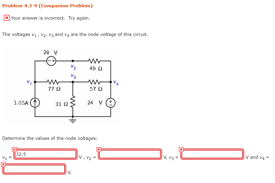 Solved The voltages v1 , v2, v3 and v4 are the node voltage | Chegg.com