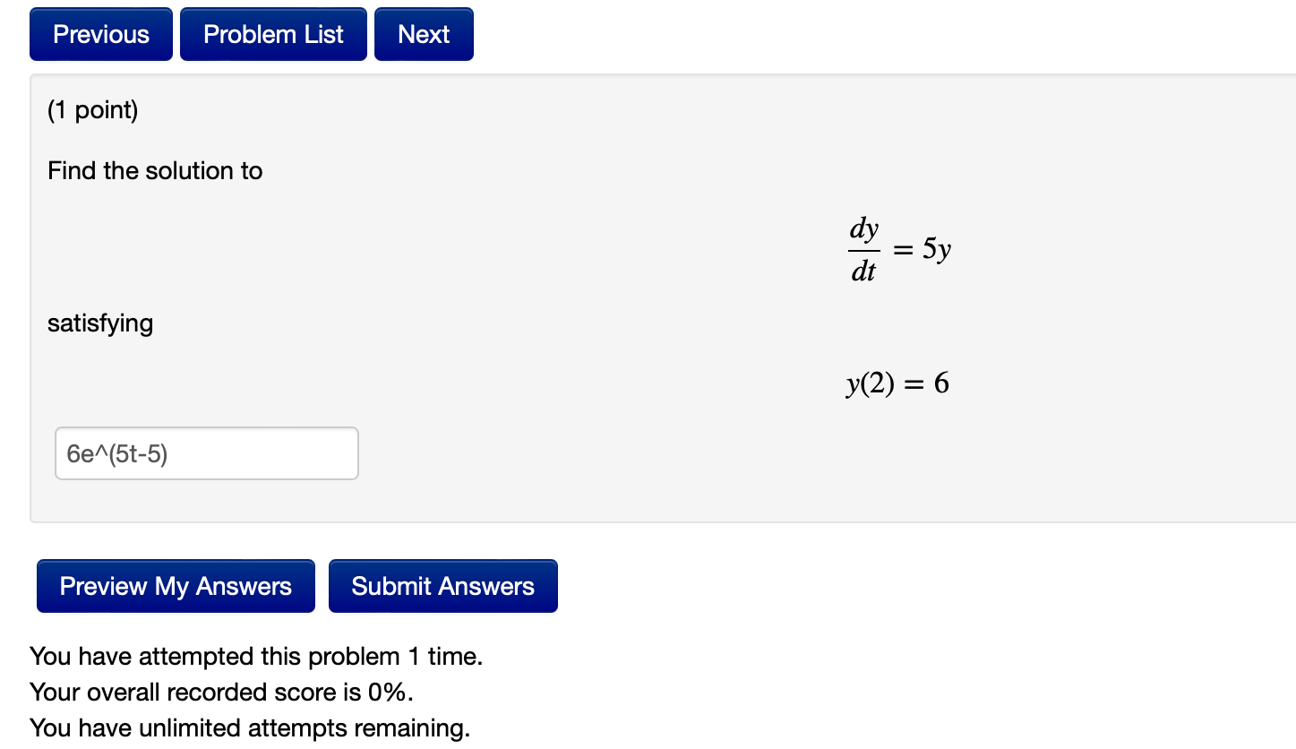 Solved Previous Problem List Next (1 point) Find the | Chegg.com
