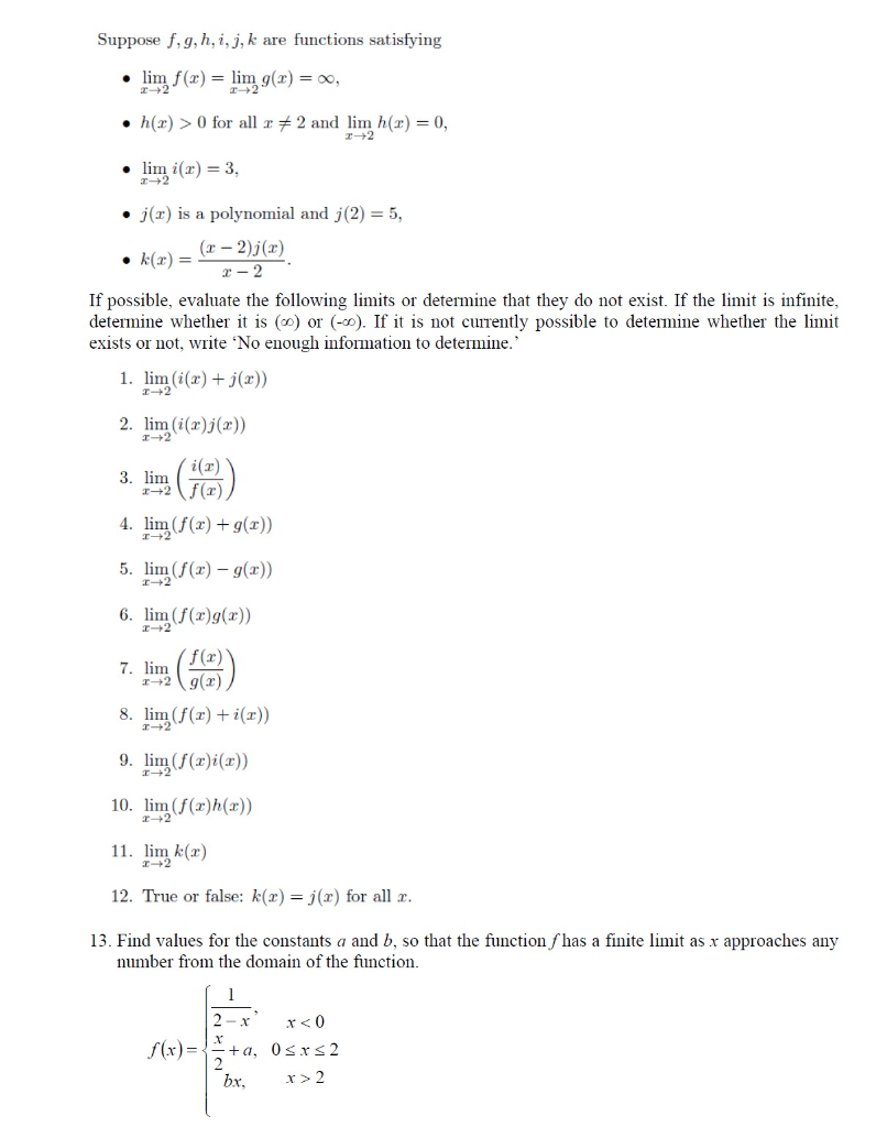 Solved Suppose f, g, h, i, j, k are functions satisfying lim | Chegg.com