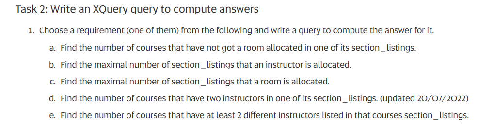 Solved Writing Xquery query to compute answers. Question d | Chegg.com