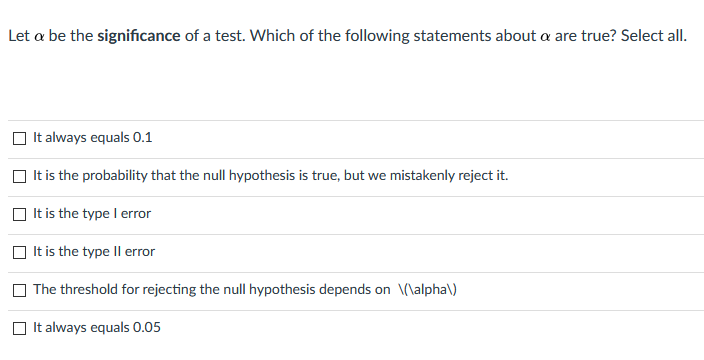 Solved What is power in hypothesis testing? Select all. The | Chegg.com