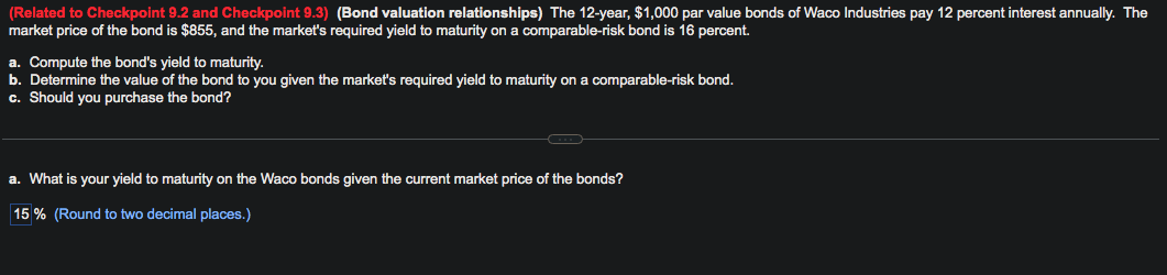 Solved (Related to Checkpoint 9.2 and Checkpoint 9.3) (Bond | Chegg.com