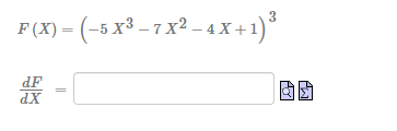Solved F(x)=(-5x3-7x2-4x+1)3dFdx= | Chegg.com