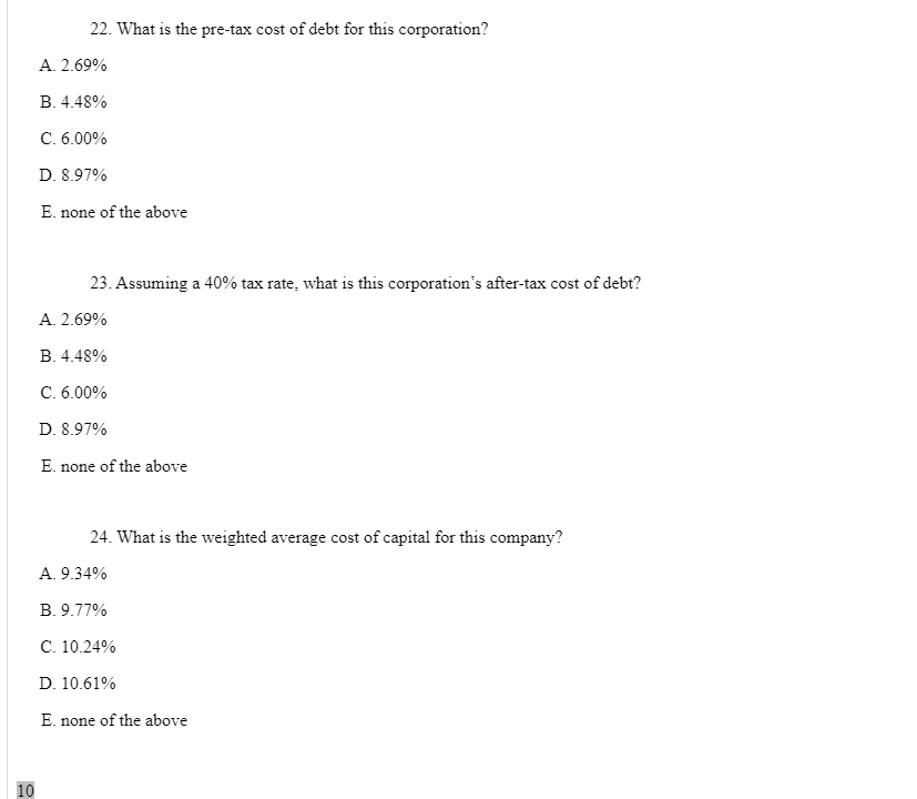 Solved 19. What is the market value of equity for this | Chegg.com
