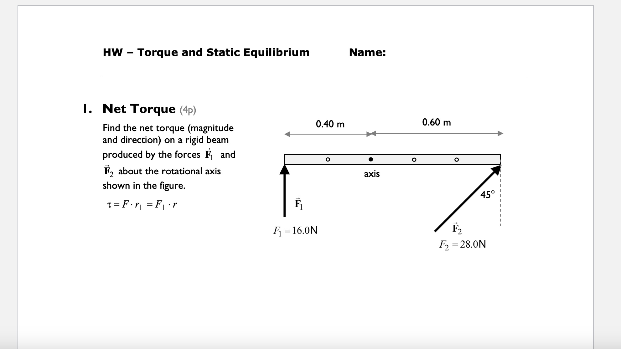 Solved I Net Torque 4p Find The Net Torque Magnitude And