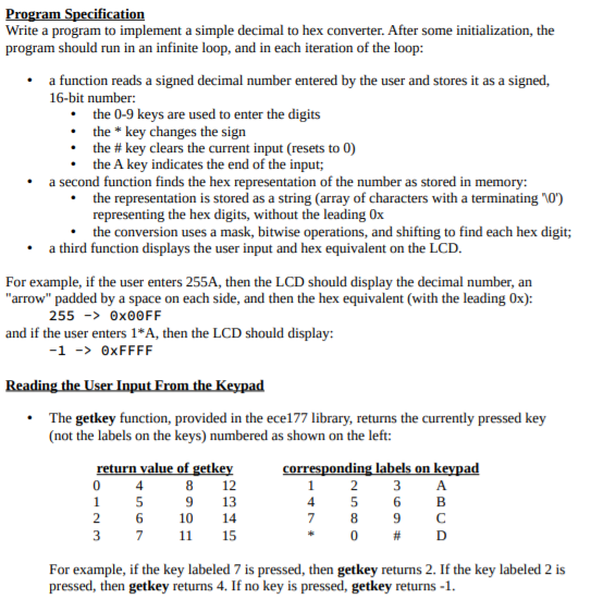 In C programming determine the digits of the hex | Chegg.com