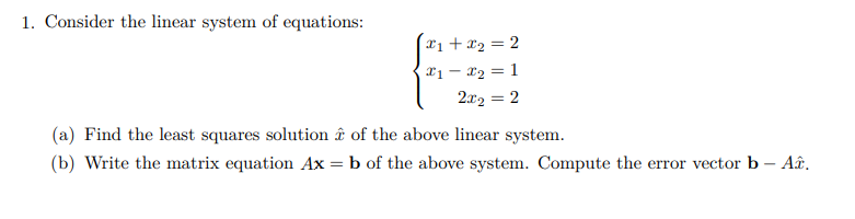 Solved 1. Consider the linear system of equations: | Chegg.com