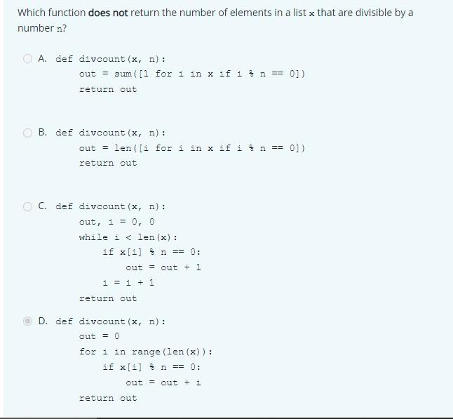 Solved Which function does not return the number of elements | Chegg.com