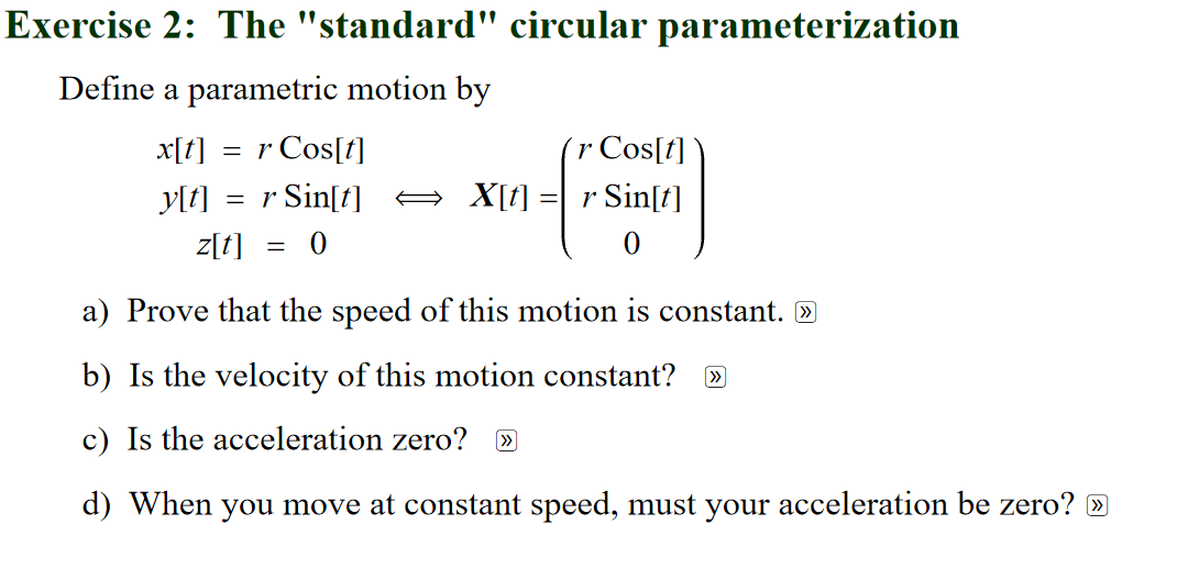 Solved Exercise 2: The "standard" circular parameterization | Chegg.com