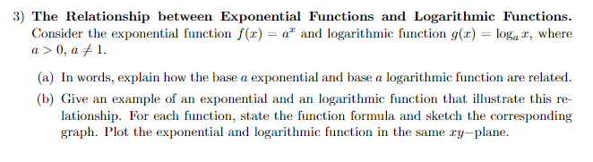Solved 3) The Relationship between Exponential Functions and | Chegg.com