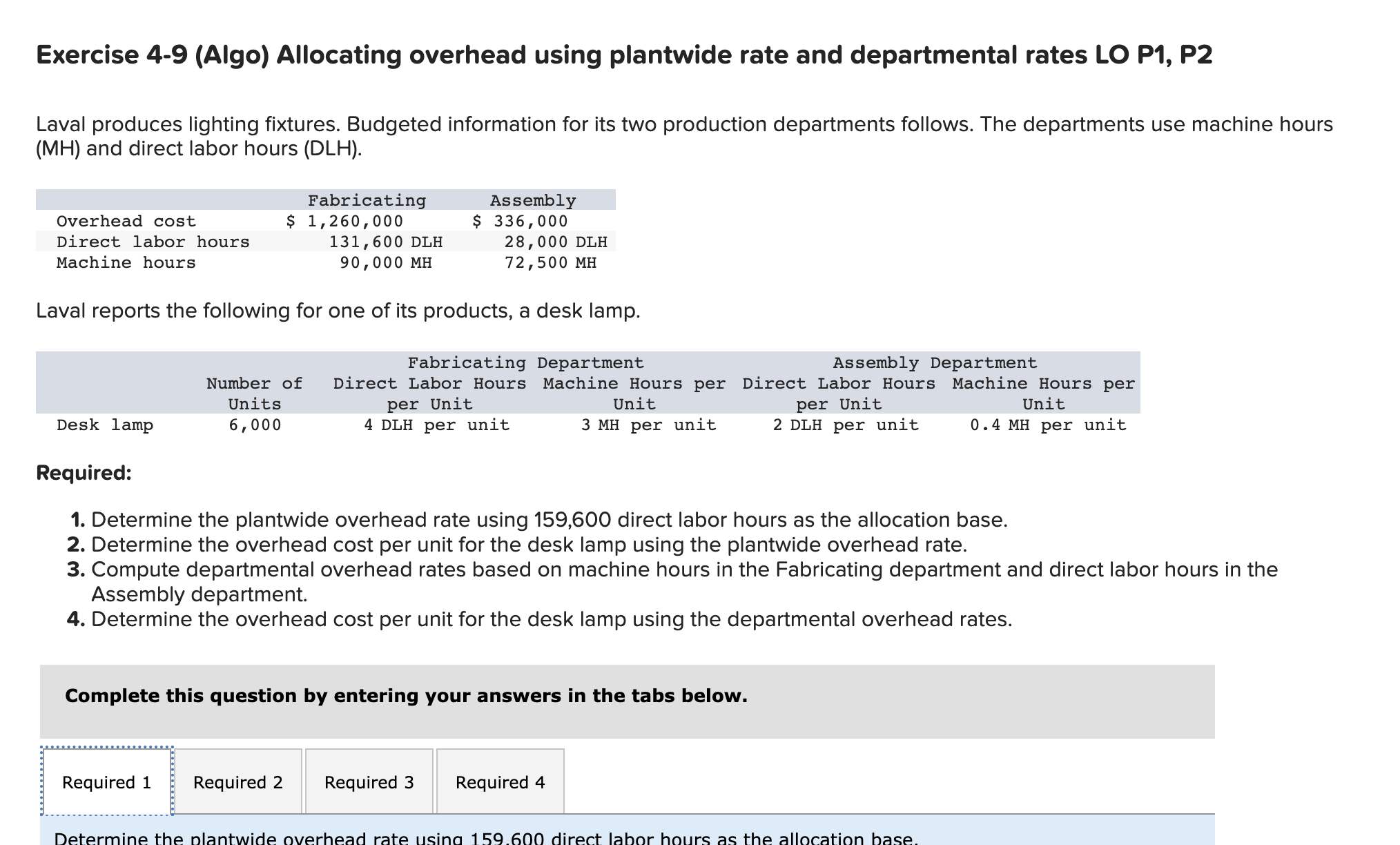 Solved 1. Determine the plantwide overhead rate using | Chegg.com