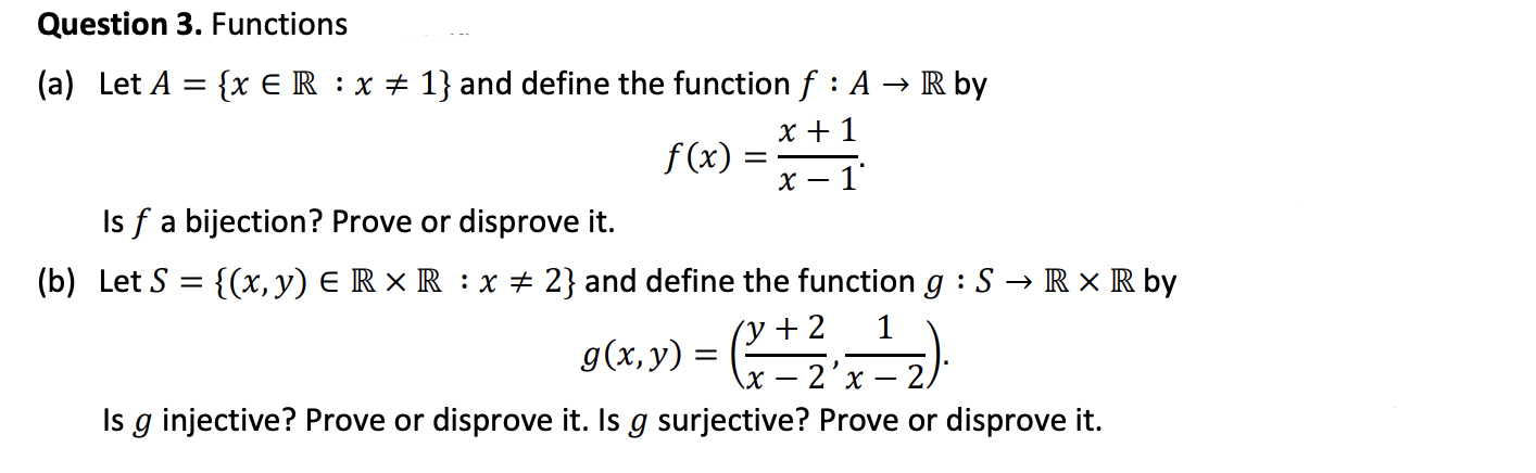 Solved (a) Let A={x∈R:x =1} and define the function f:A→R by | Chegg.com