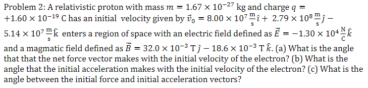 Solved = Problem 2: A relativistic proton with mass m = 1.67 | Chegg.com