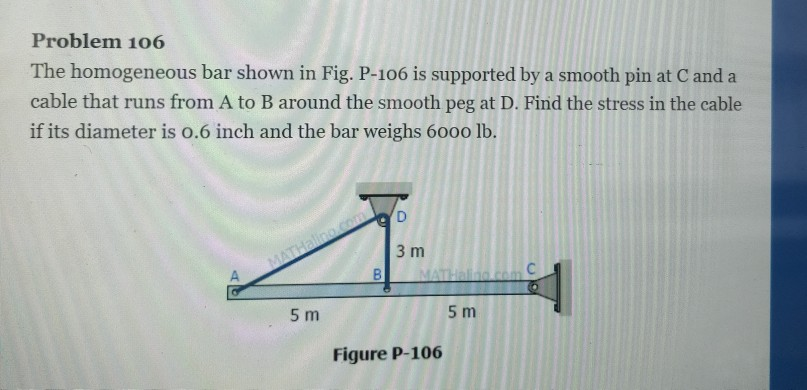 Solved Problem 106 The homogeneous bar shown in Fig. P-106 | Chegg.com Solved Problem 106 The homogeneous bar shown in Fig. P-106 | Chegg.com