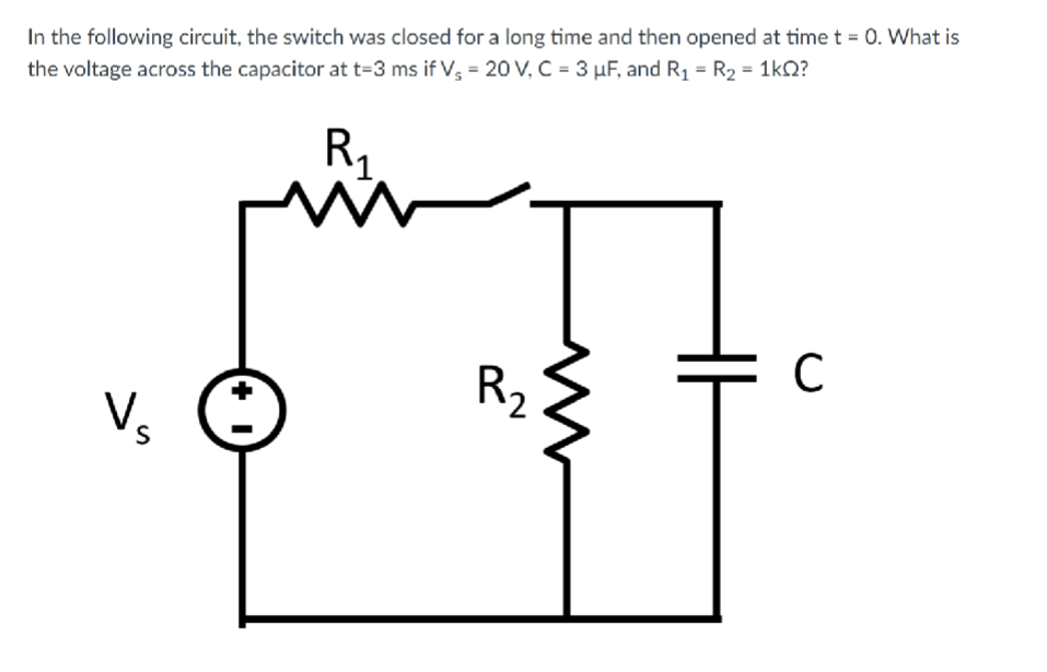 Solved In the following circuit, the switch was closed for a | Chegg.com