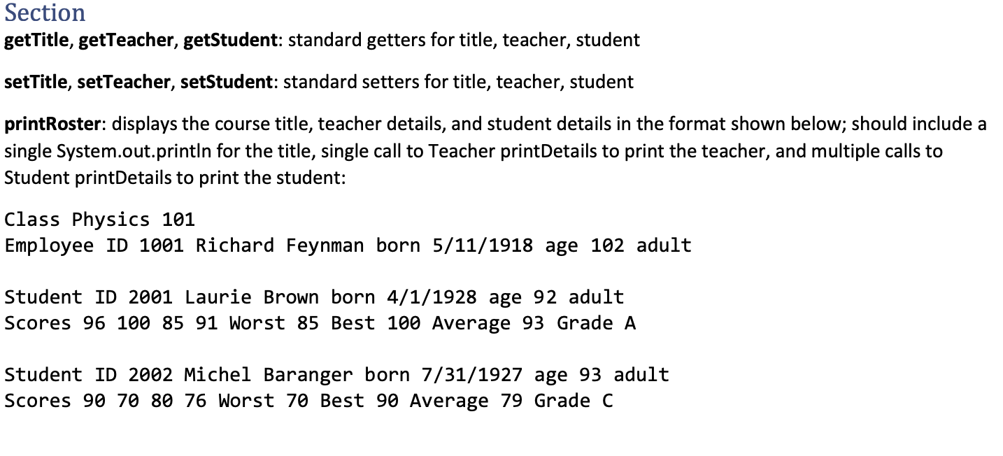 Section Person Firstname String Lastname String 