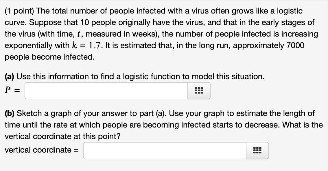 Solved (1 ﻿point) ﻿The total number of people infected with | Chegg.com