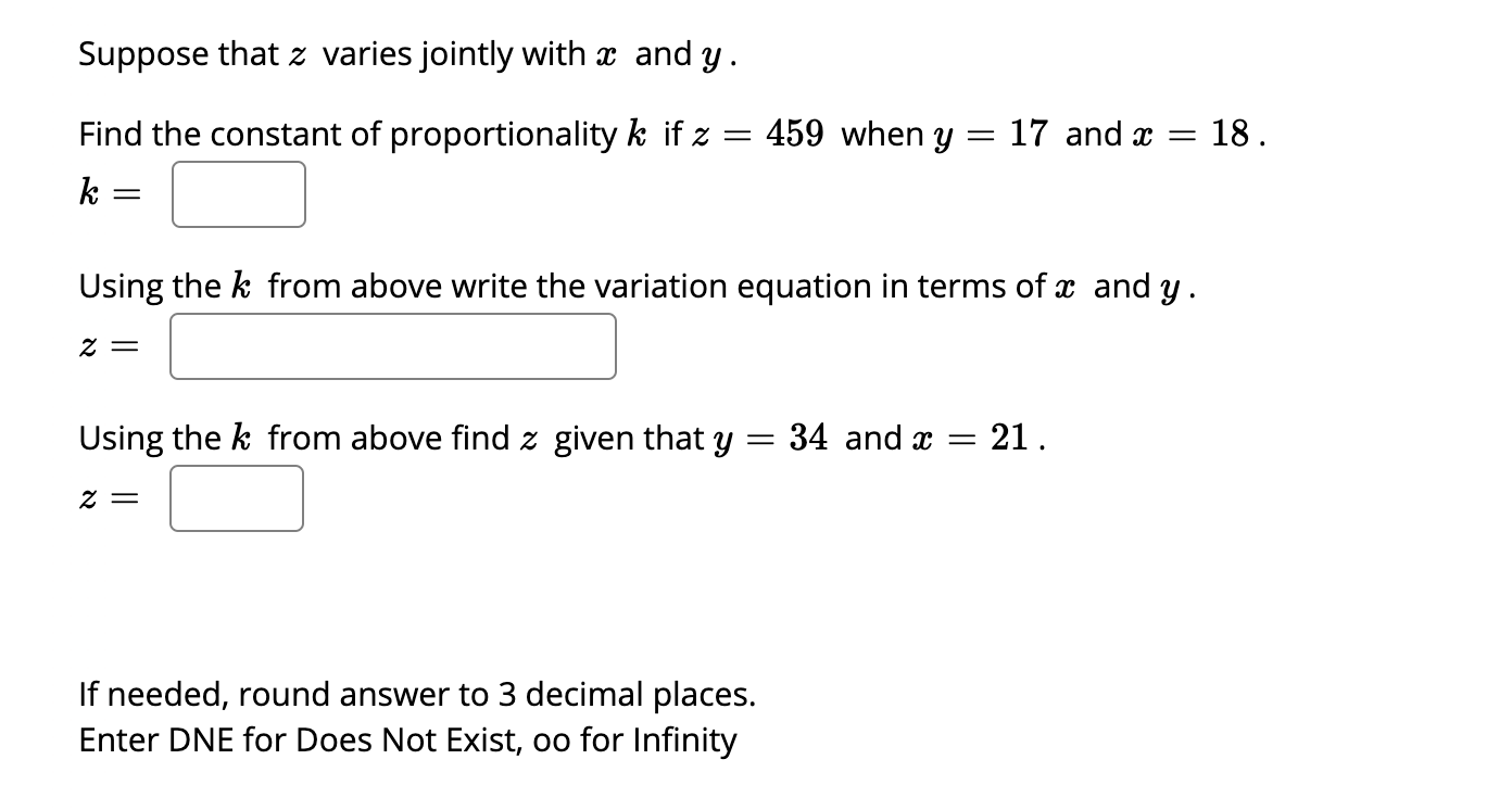 Solved Suppose that z varies jointly with x and y. 18. Find | Chegg.com