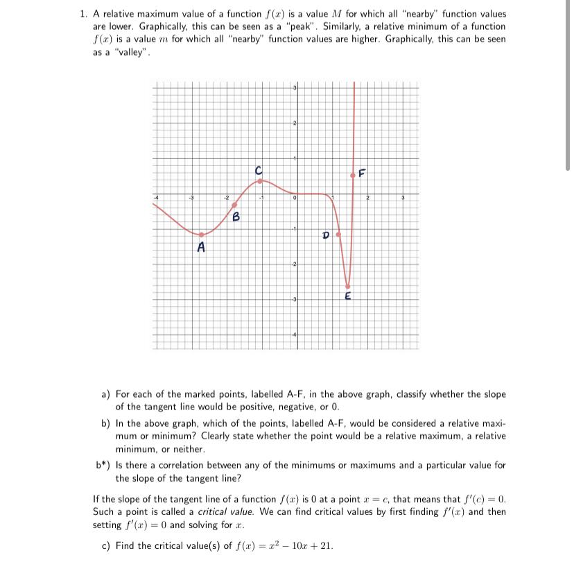 Solved 1. A relative maximum value of a function f(x) is a | Chegg.com